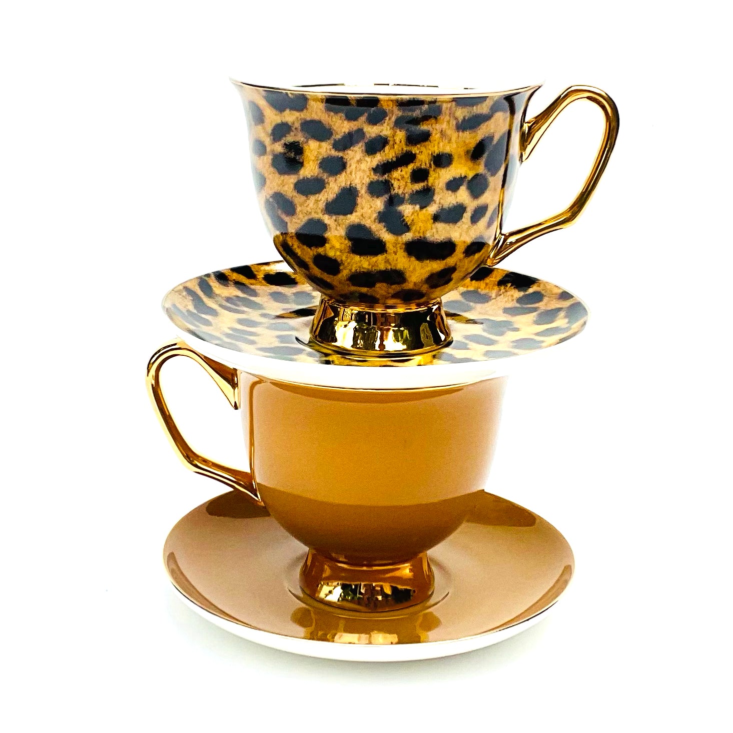 XL Leopard Print Teacup and Saucer - LyndalT